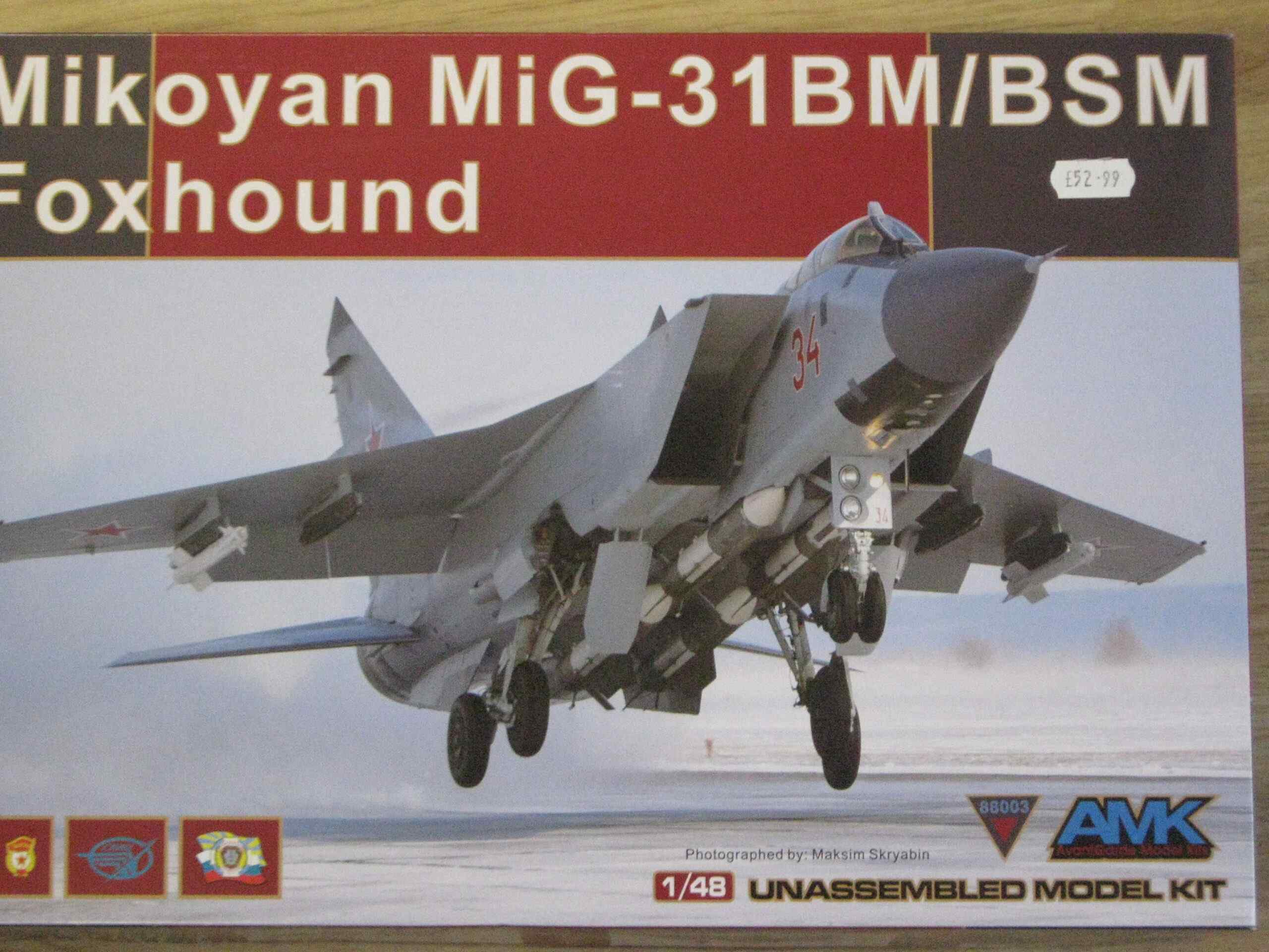 AMK 88003 Mikoyan Mig-31 BM/BSM Foxhound 1/48 Scale Model Kit ...