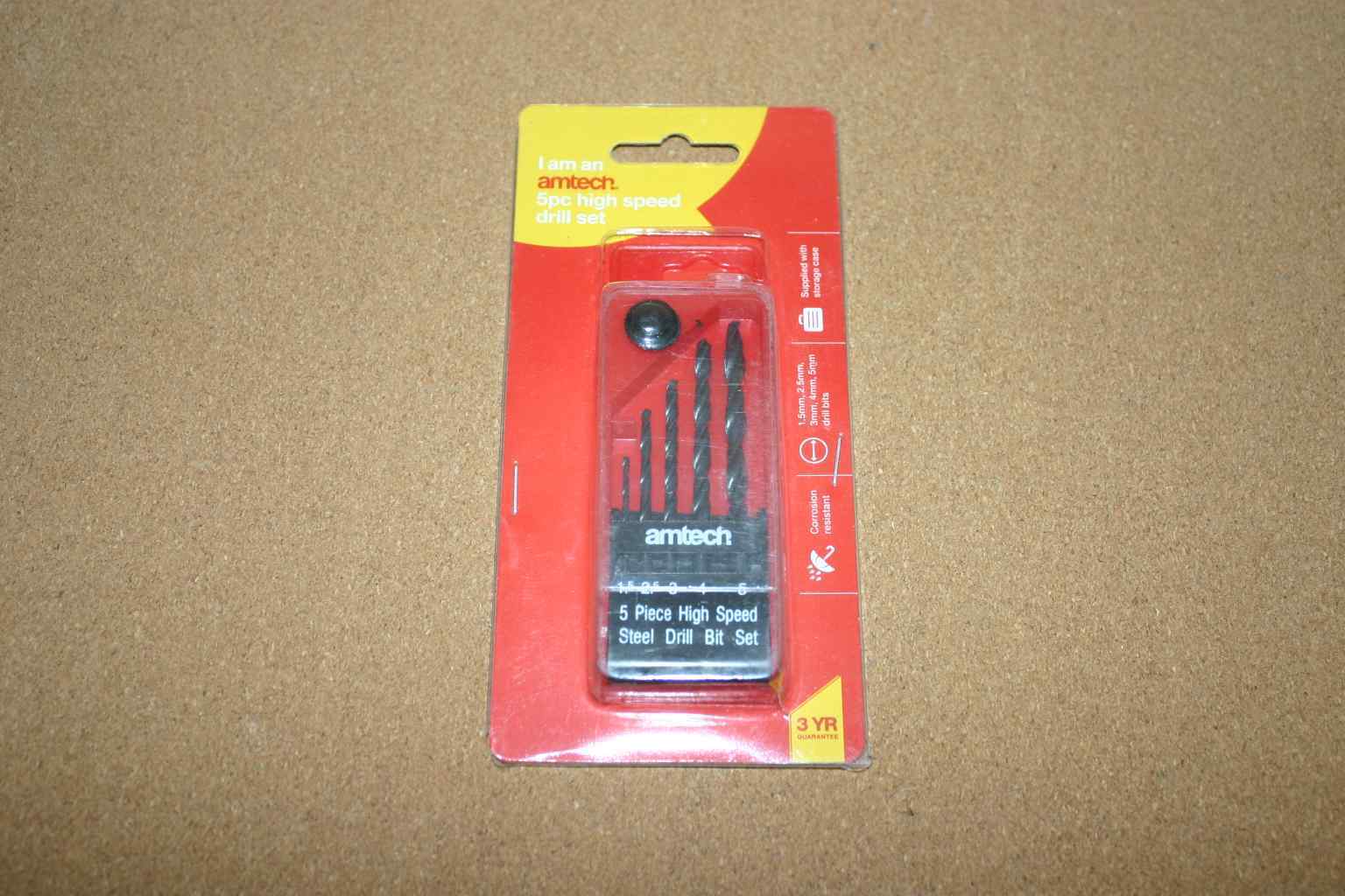 Amtech F0950 5 Peice Drill Set (1.5,2.5,3,4, 5mm) Complete with Case ...